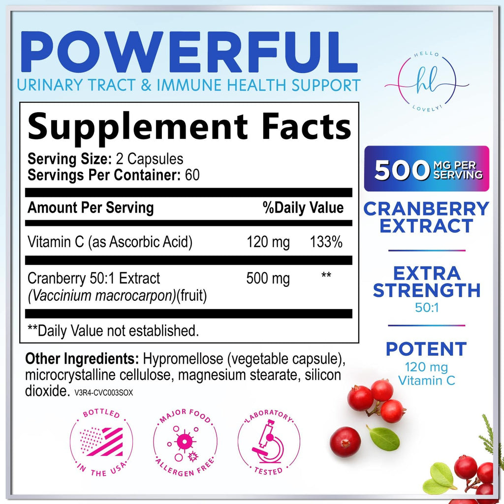 Hello Lovely! cranberry supplement capsules