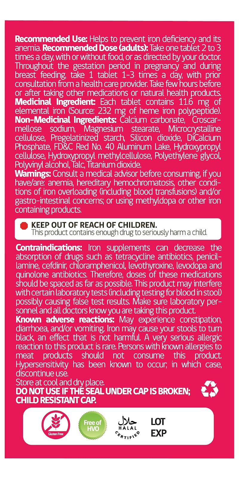 Heme iron for improved vitality