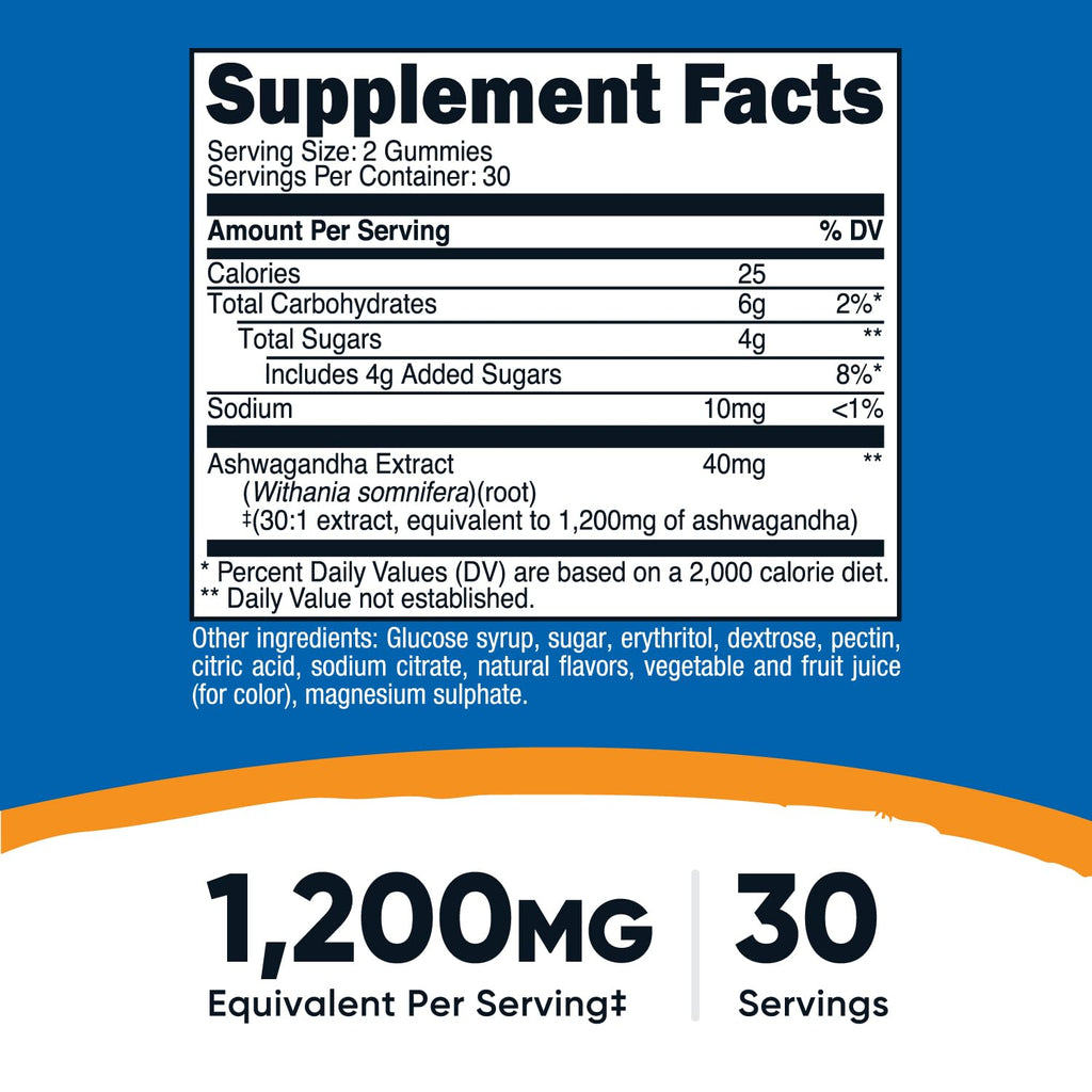 Herbal ashwagandha extract gummies for wellness