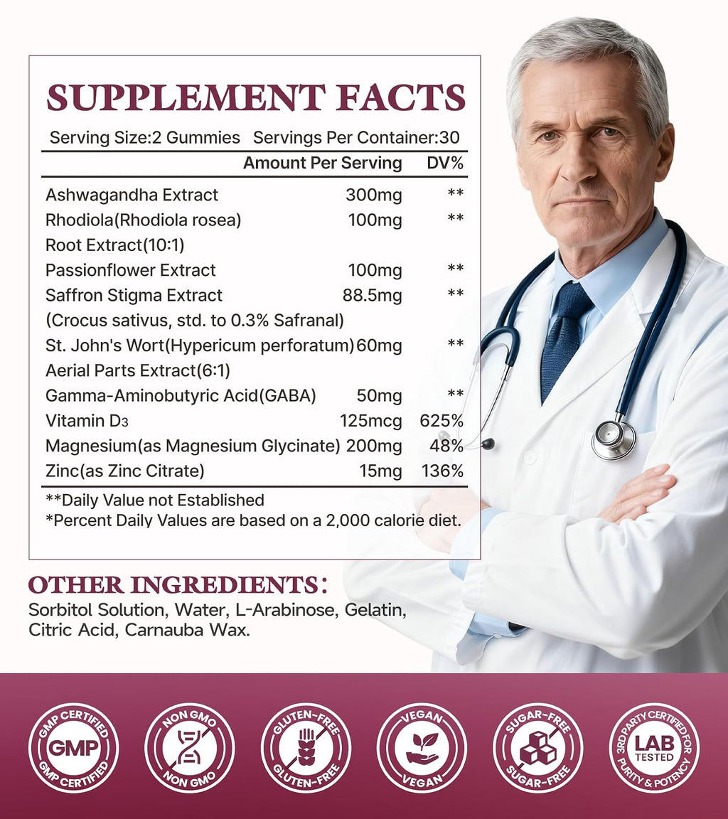 Herbal ashwagandha gummy supplements