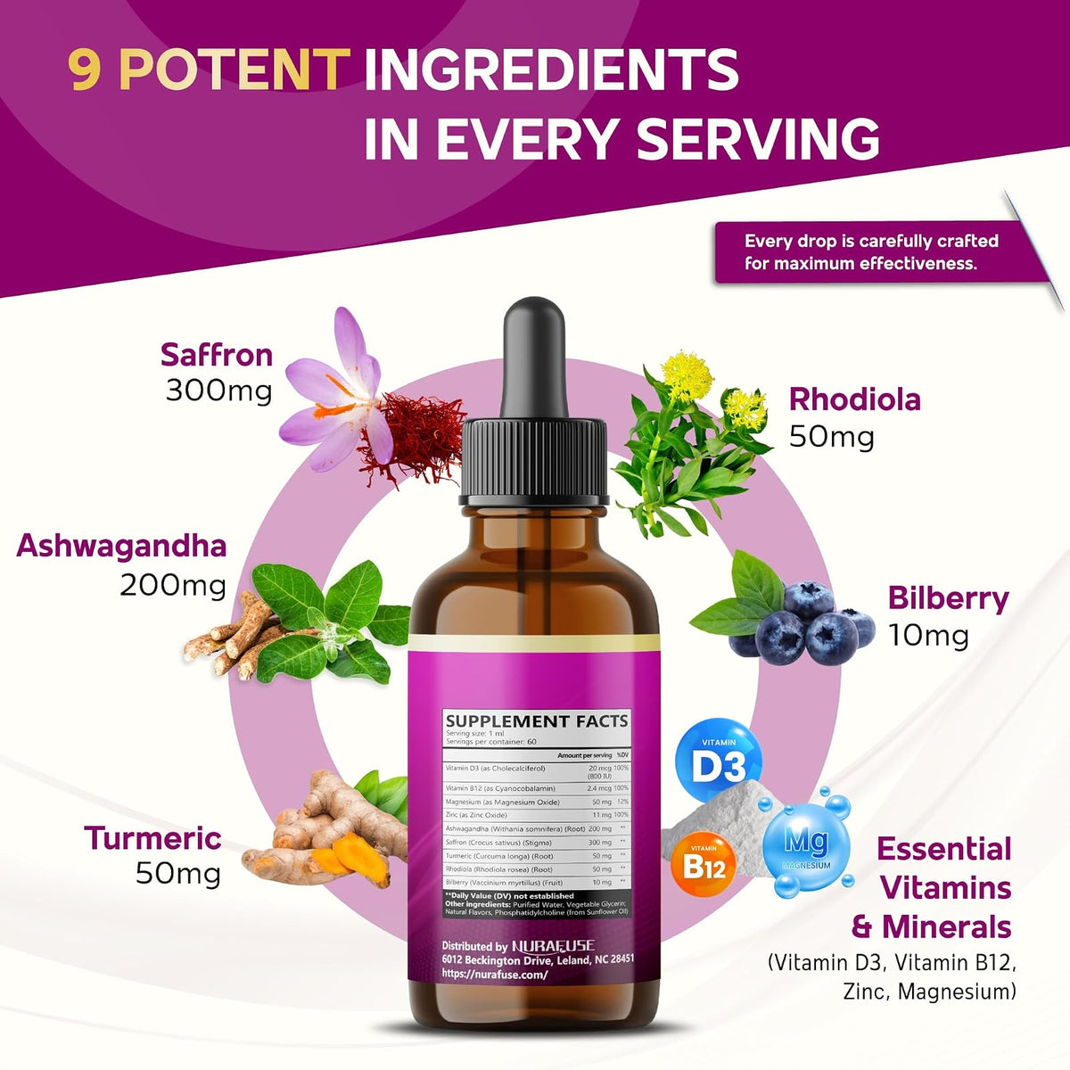 Herbal blend of bilberry and turmeric