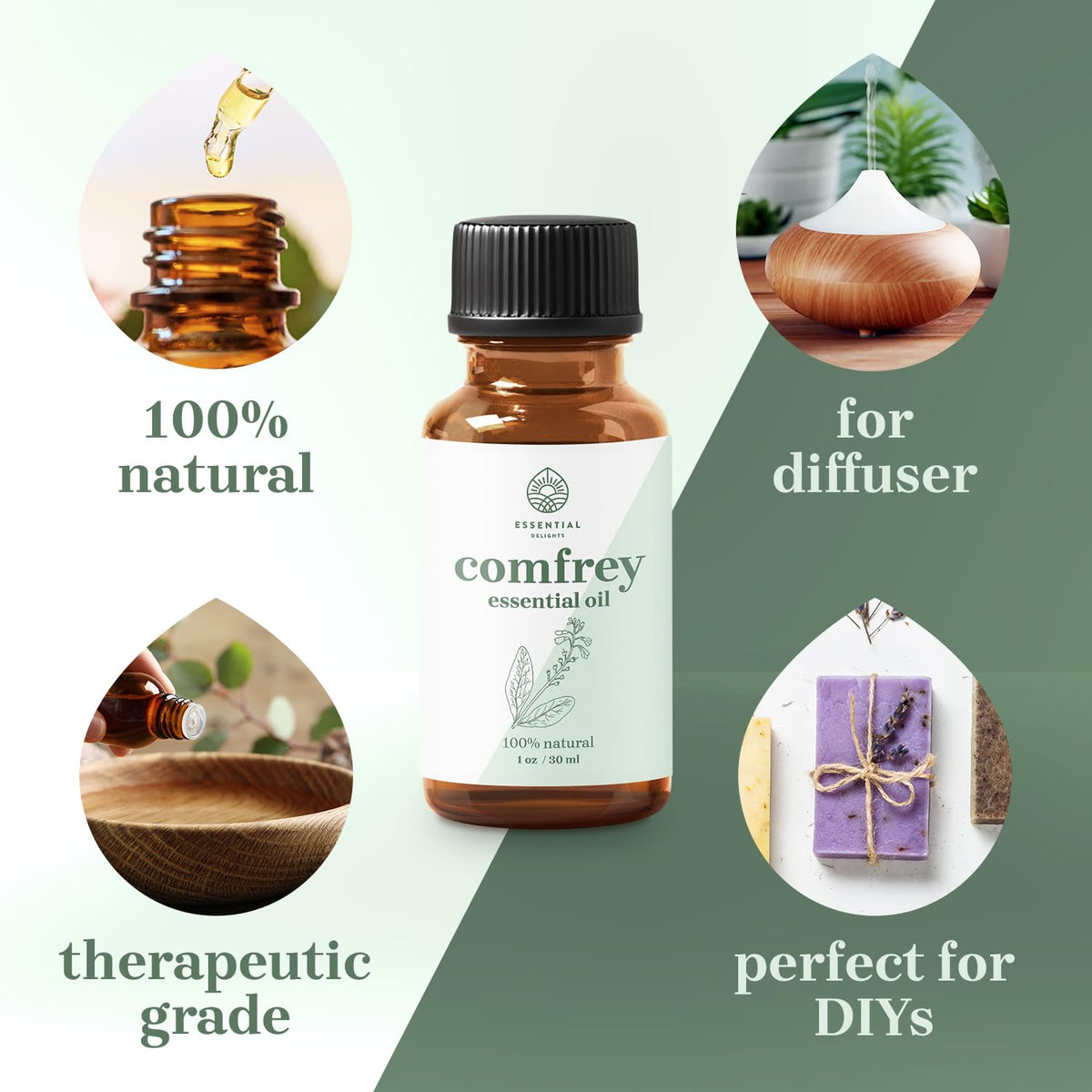 Herbal blends comfrey oil for natural relief