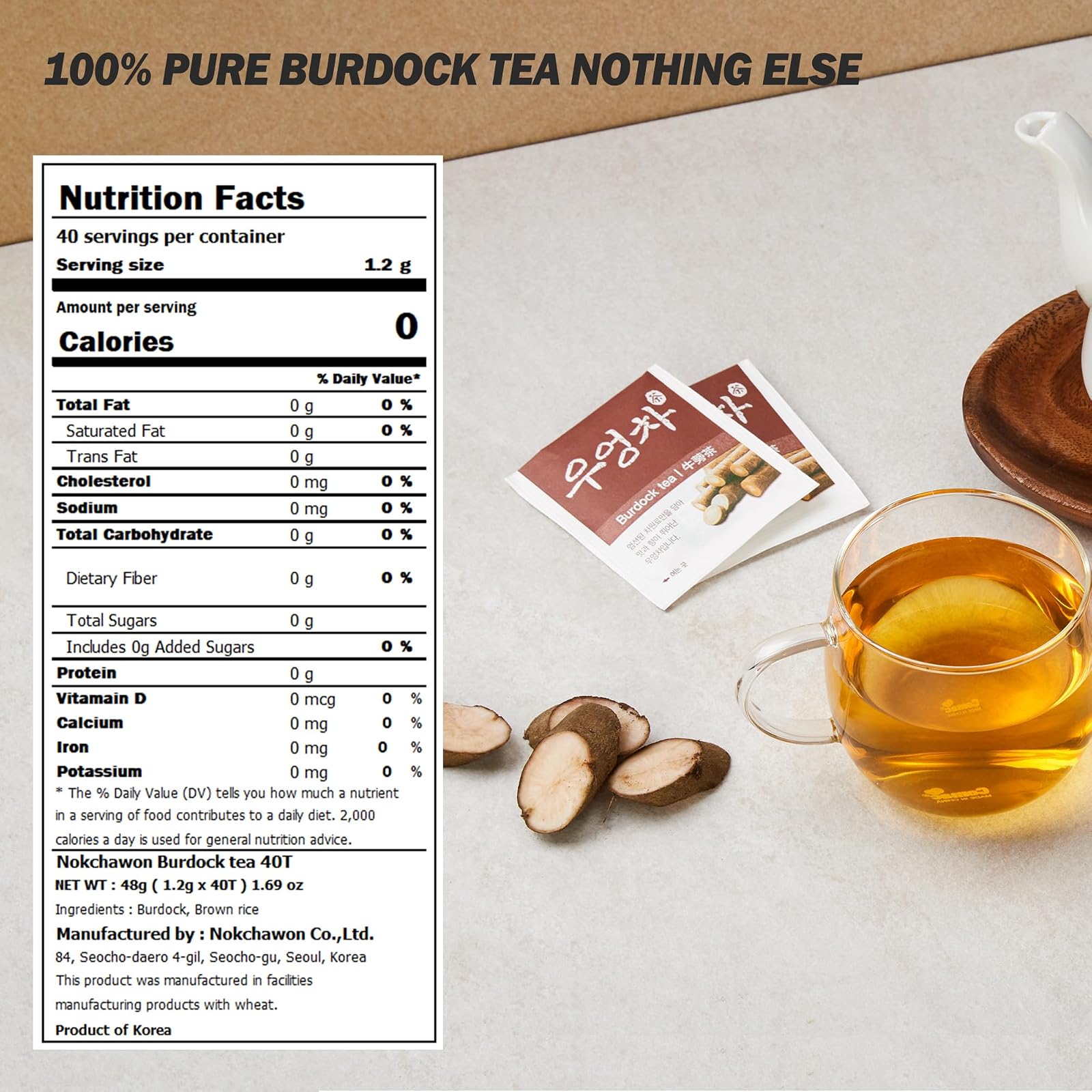 Herbal burdock root tea for wellness