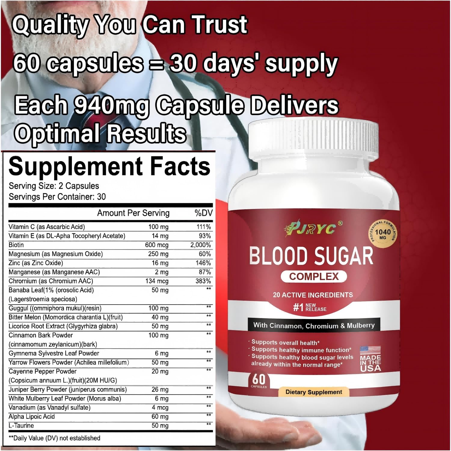Herbal capsules for blood sugar control