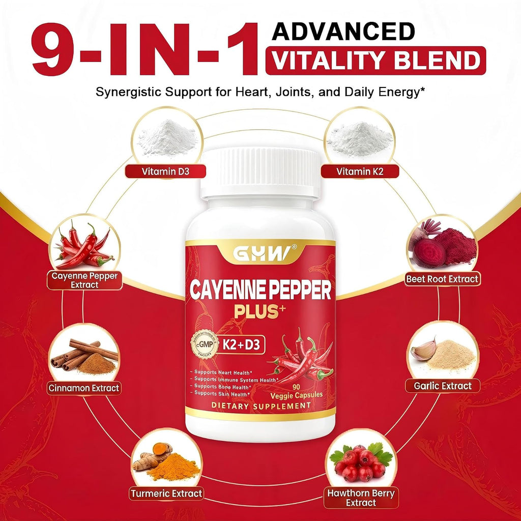 Herbal cayenne capsules for metabolism boost