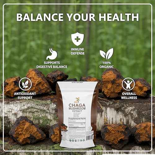 Herbal chaga mushroom supplements for vitality
