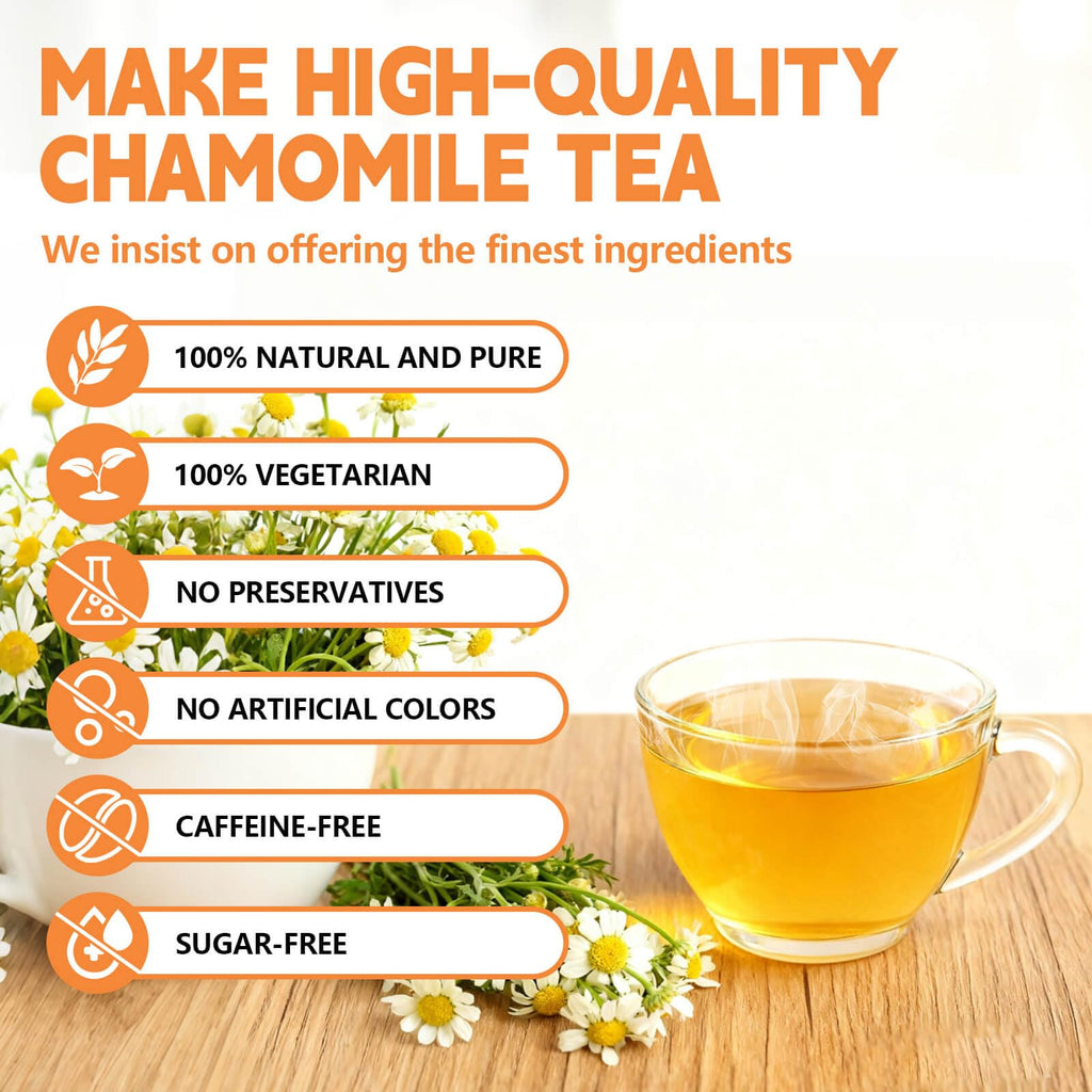 Herbal chamomile tea bags for soothing digestion