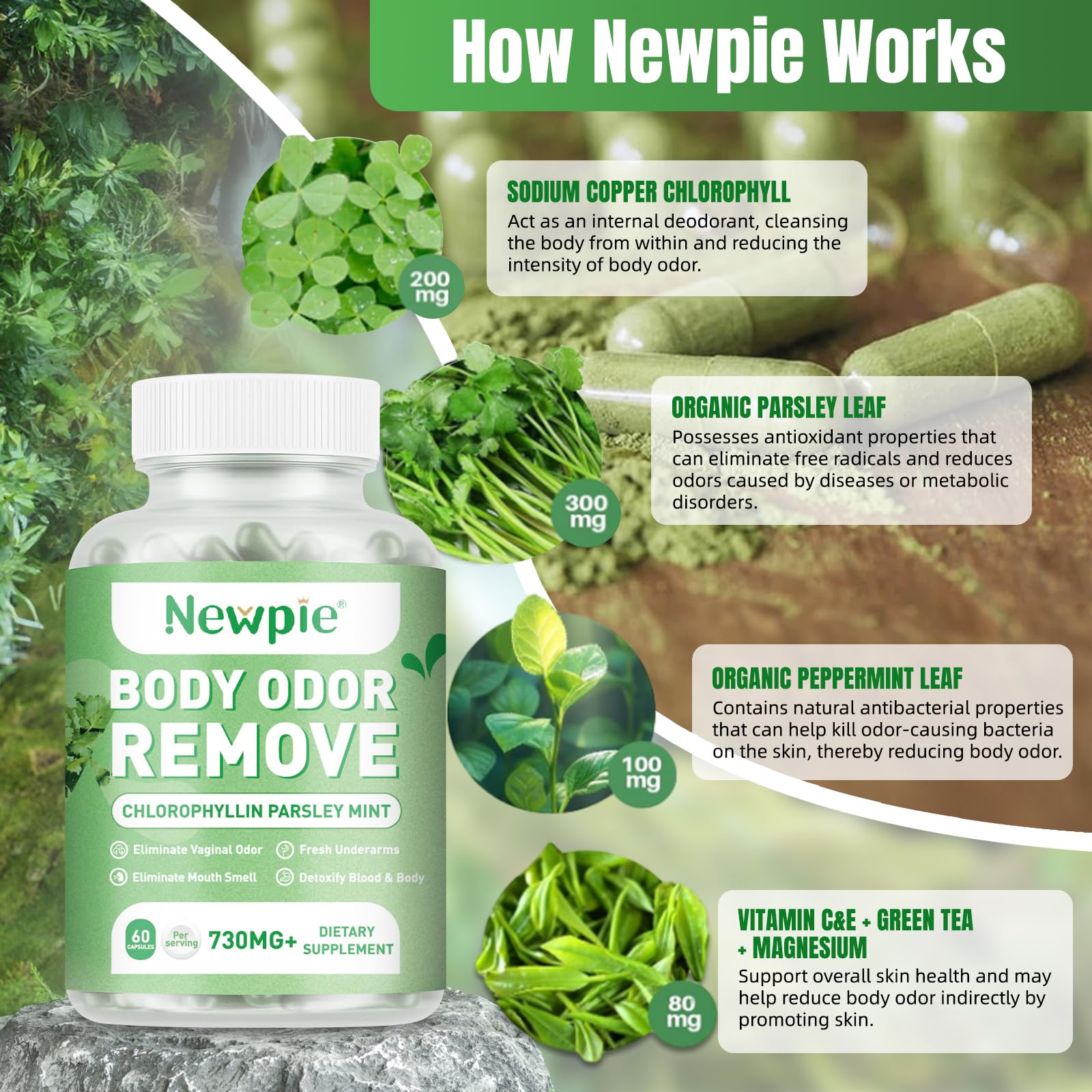 herbal chlorophyll capsules for skin support