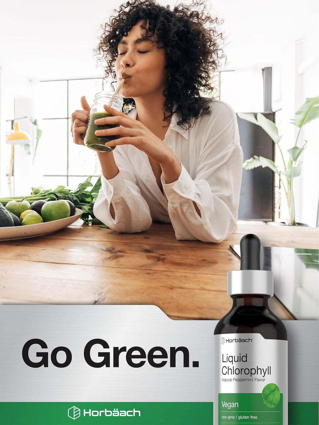 Herbal chlorophyll drops for hydration