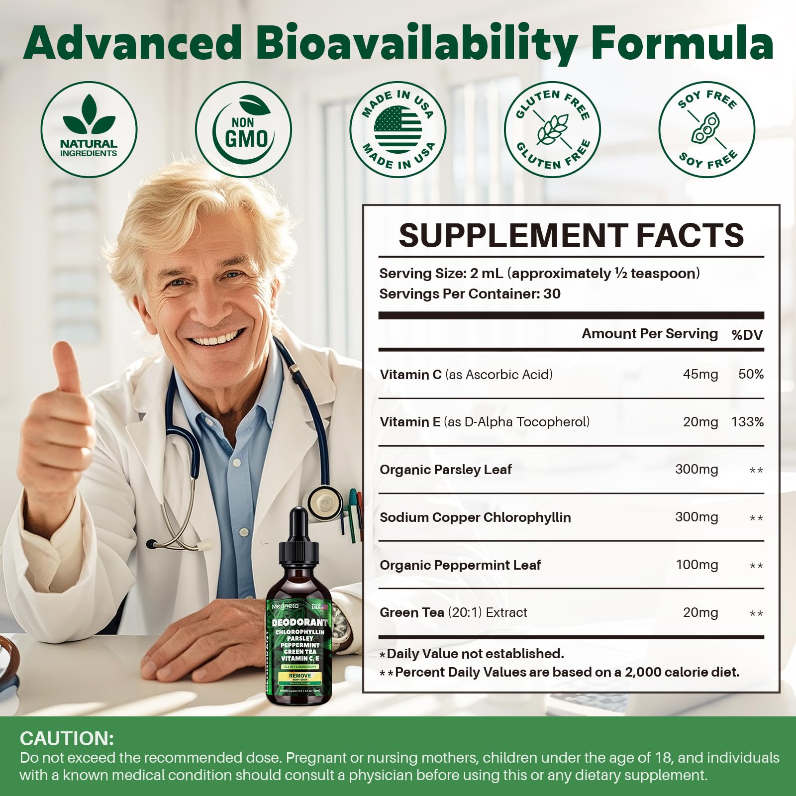 Herbal chlorophyll liquid for skin health