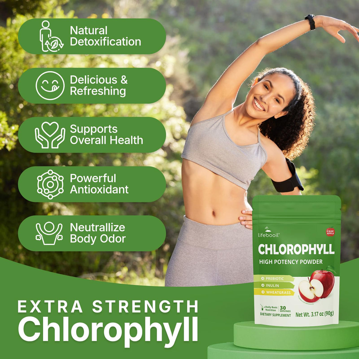 Herbal chlorophyll powder for digestion