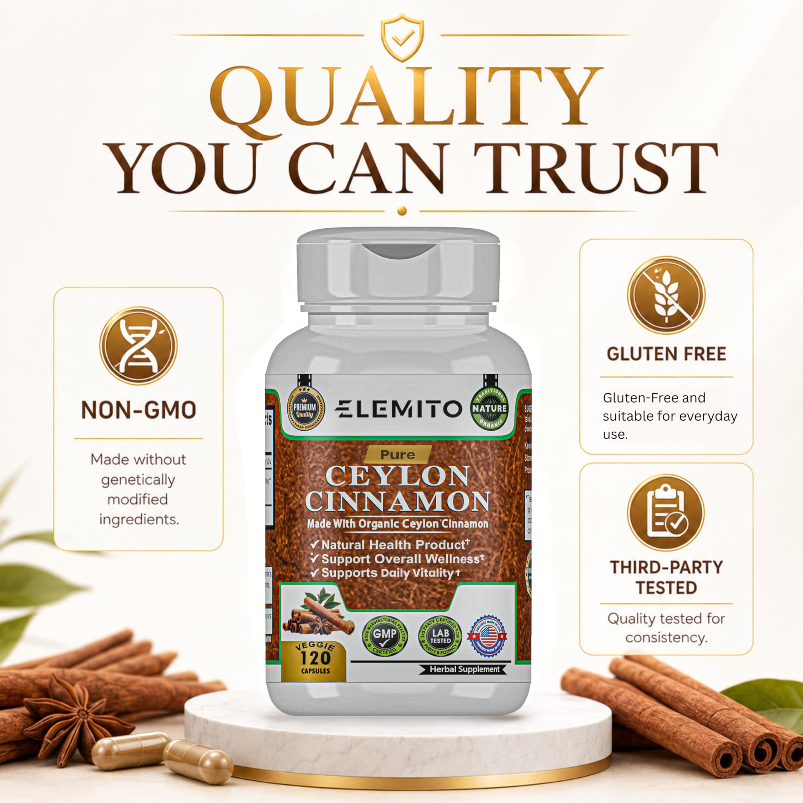 Herbal cinnamon supplement for natural energy