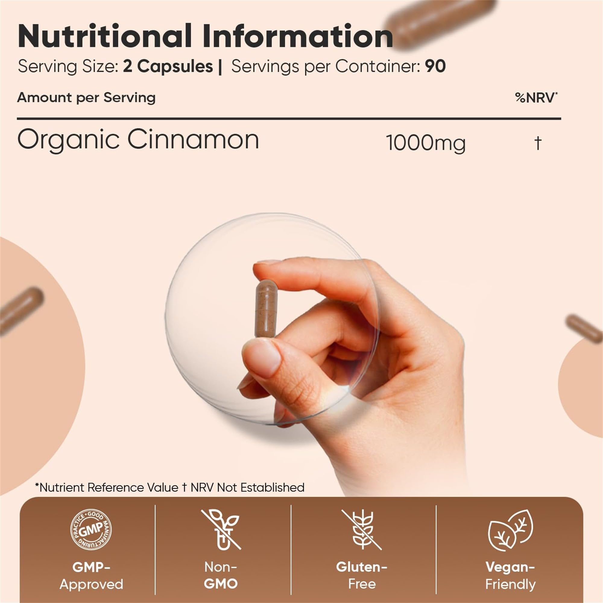 Herbal cinnamon tablets for energy