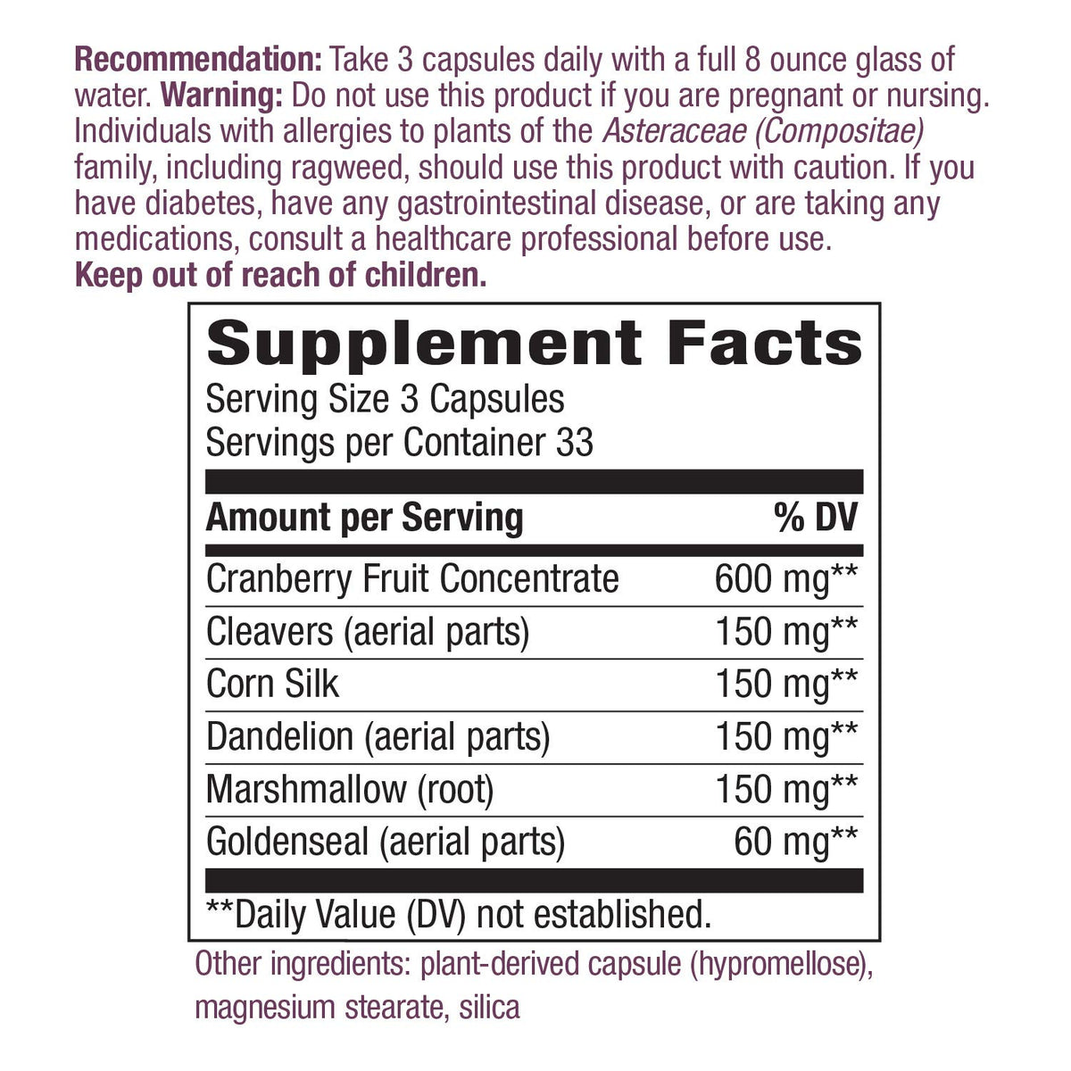 Herbal cranberry capsules for women