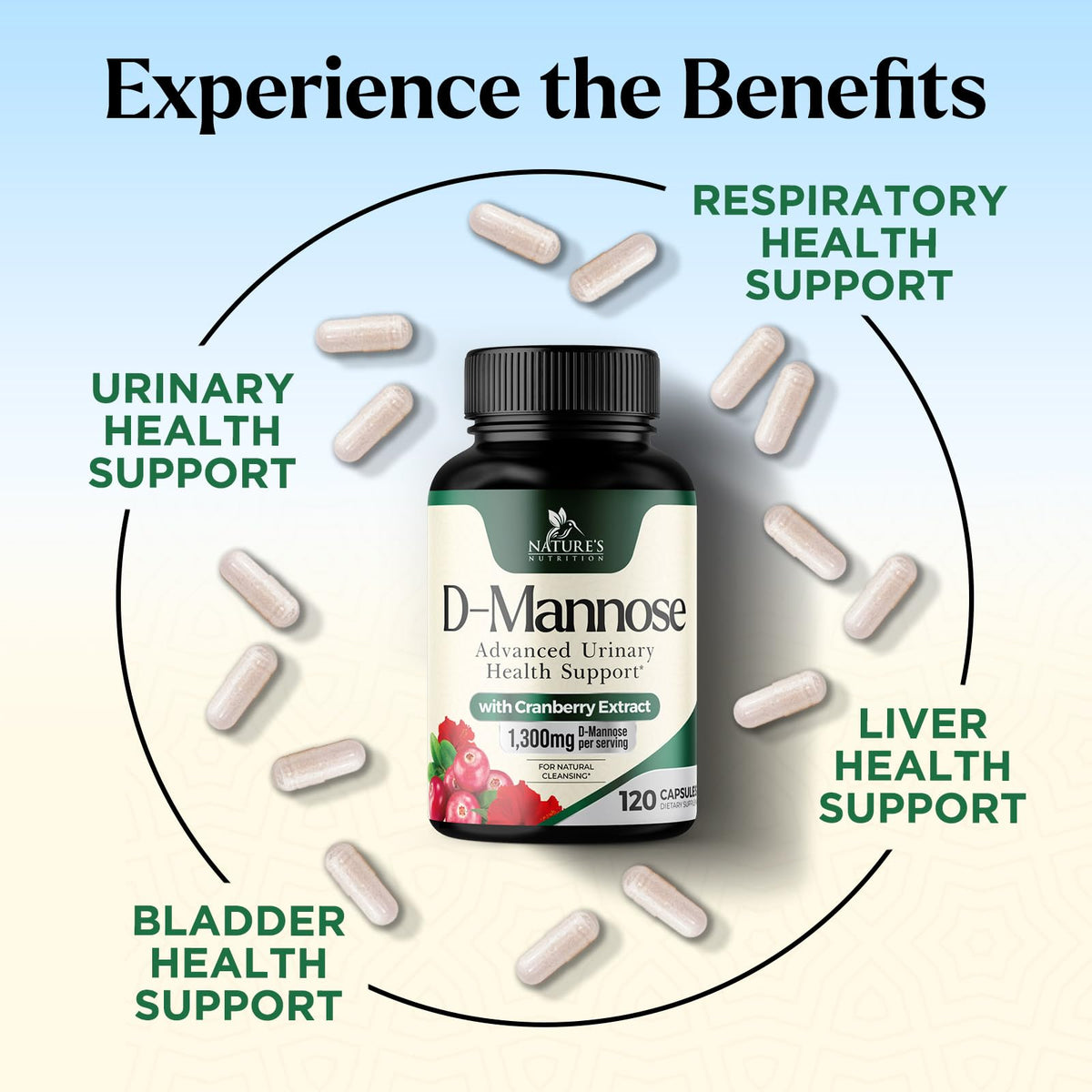 Herbal D-Mannose capsules for daily use