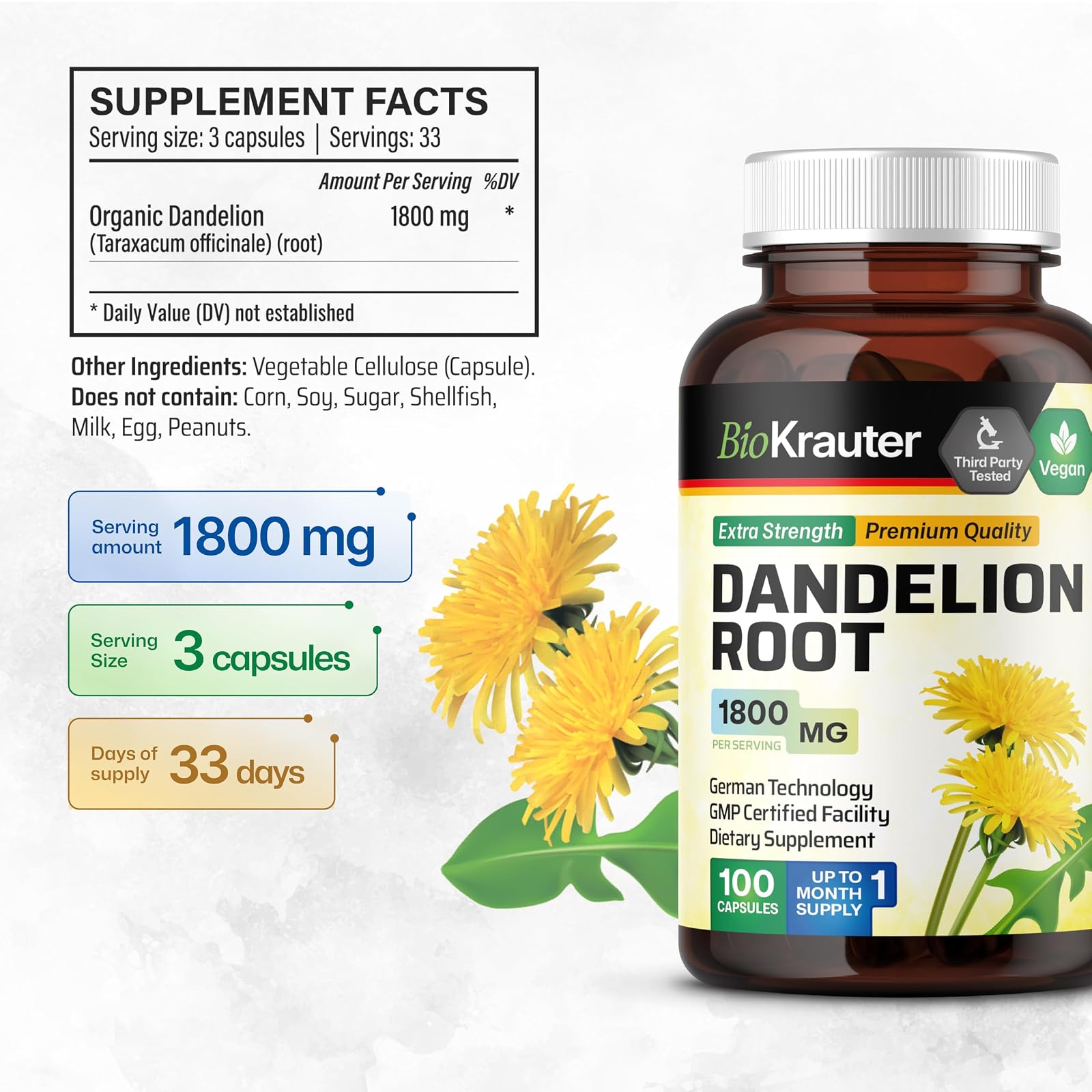 herbal dandelion capsules for digestion