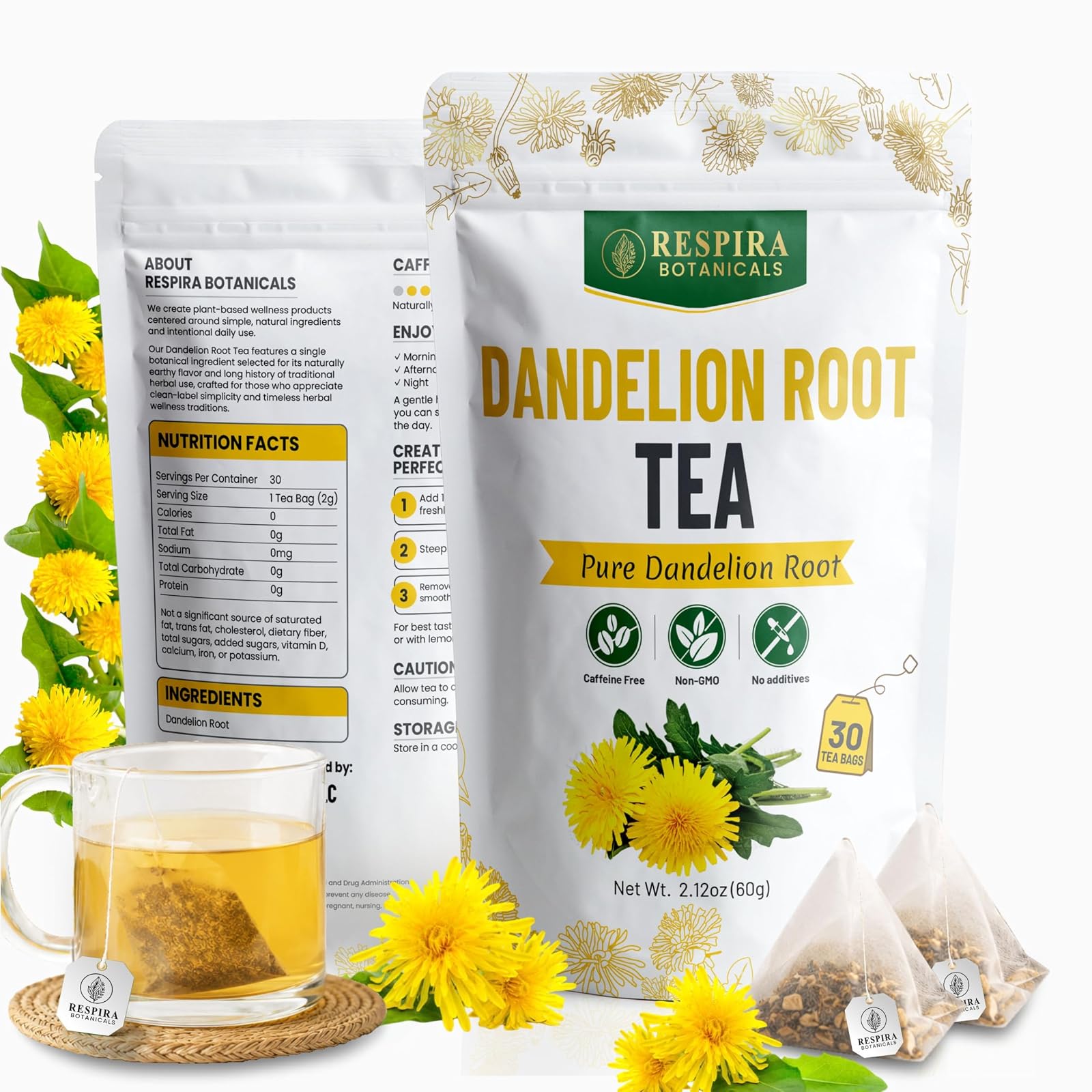 Herbal dandelion tea bags 30 count