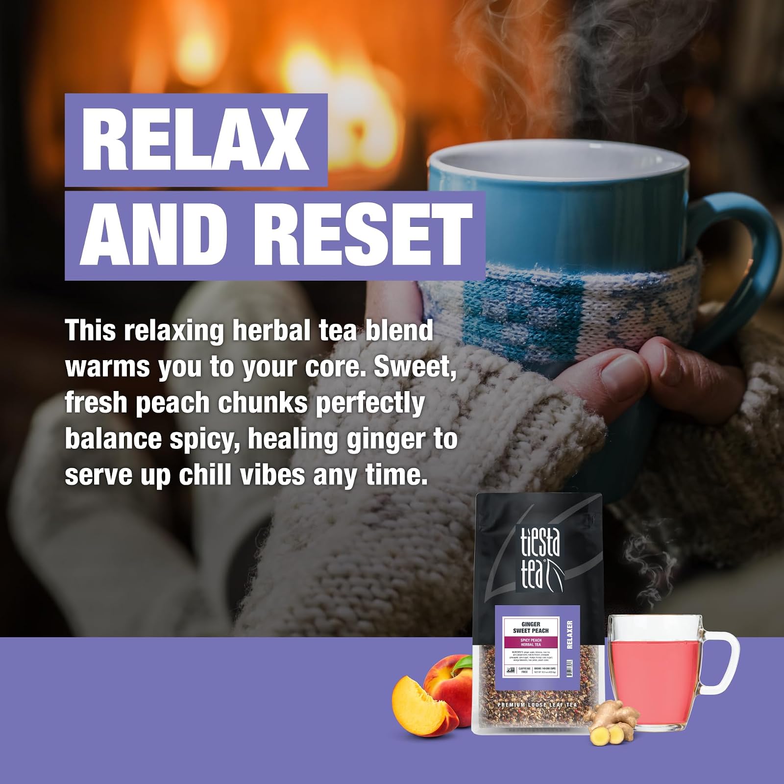 Herbal detox tea with peach flavour