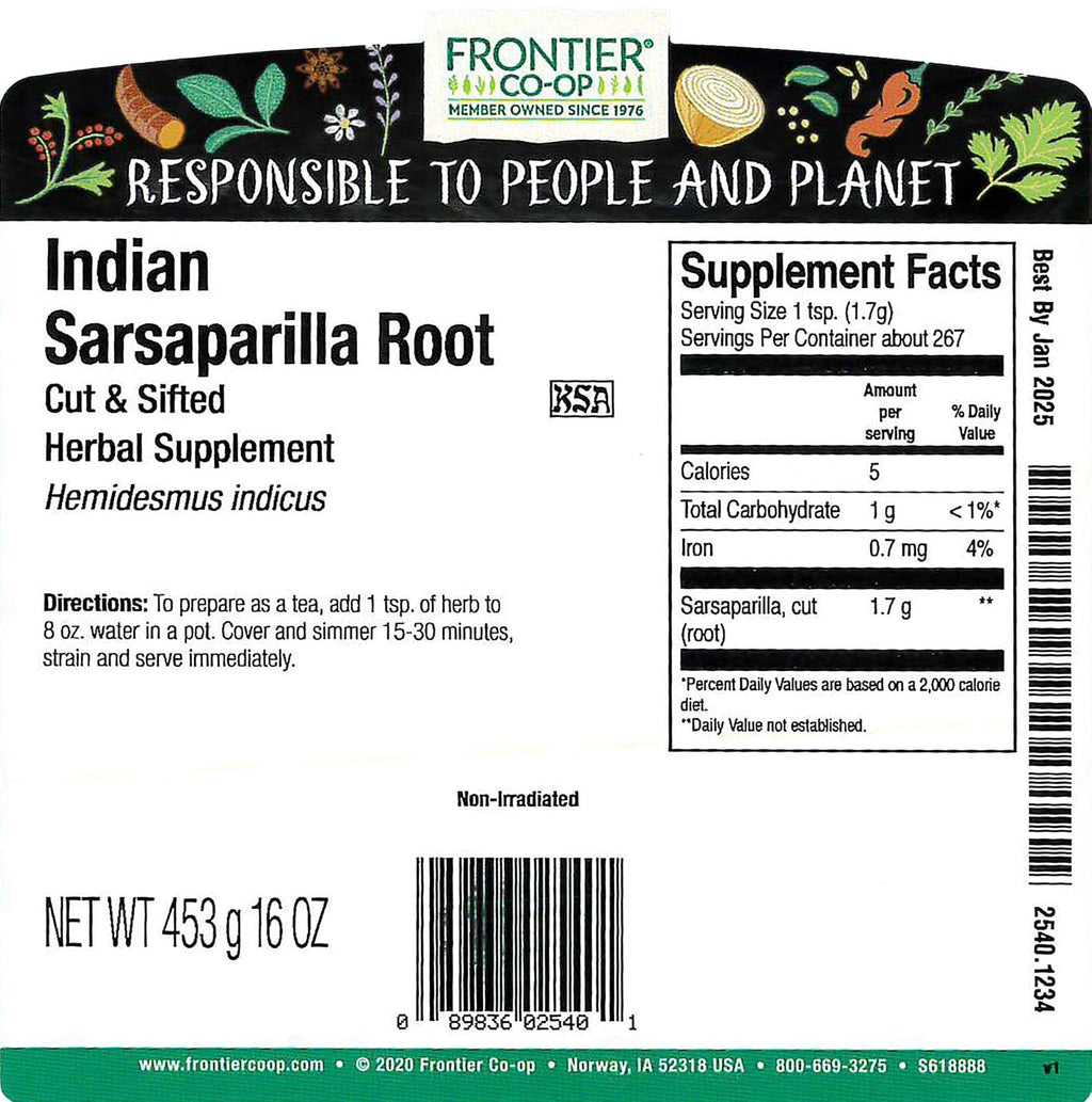 Herbal detox tea with sarsaparilla