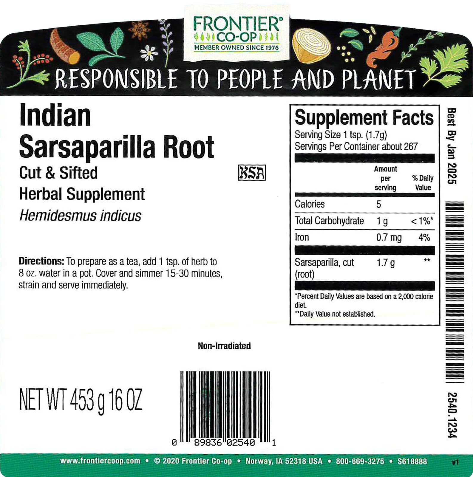Herbal detox tea with sarsaparilla