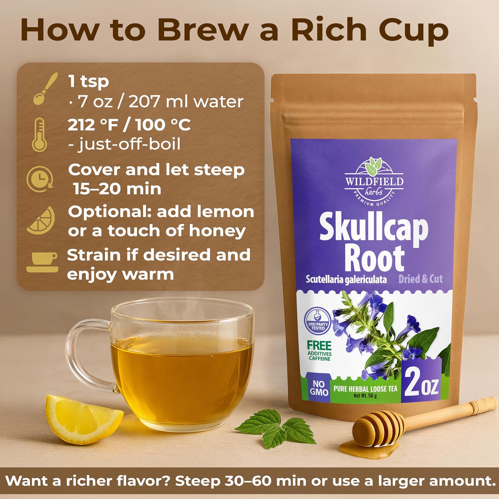 Herbal detox tea with Skullcap