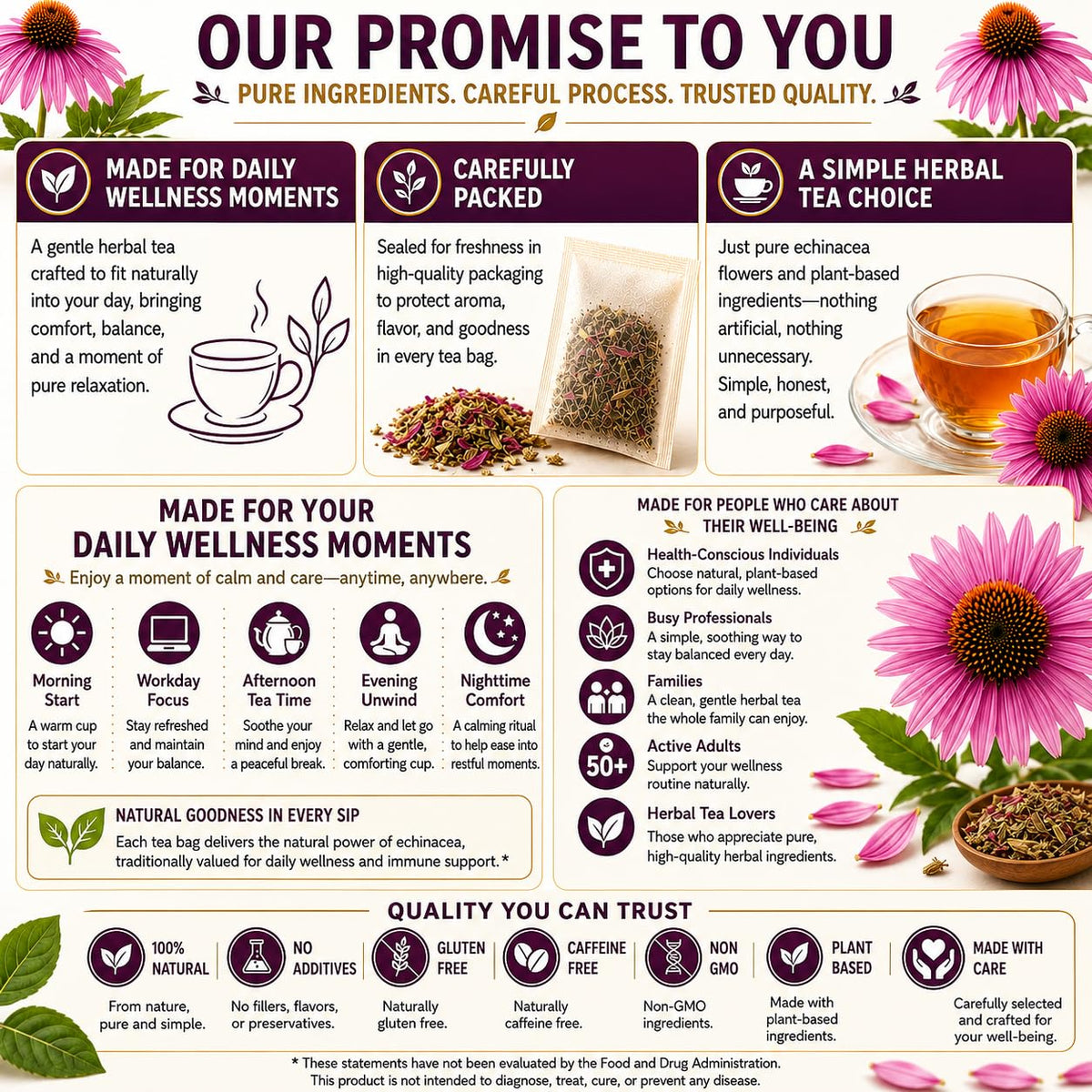 Herbal Echinacea tea bags for herbal remedies