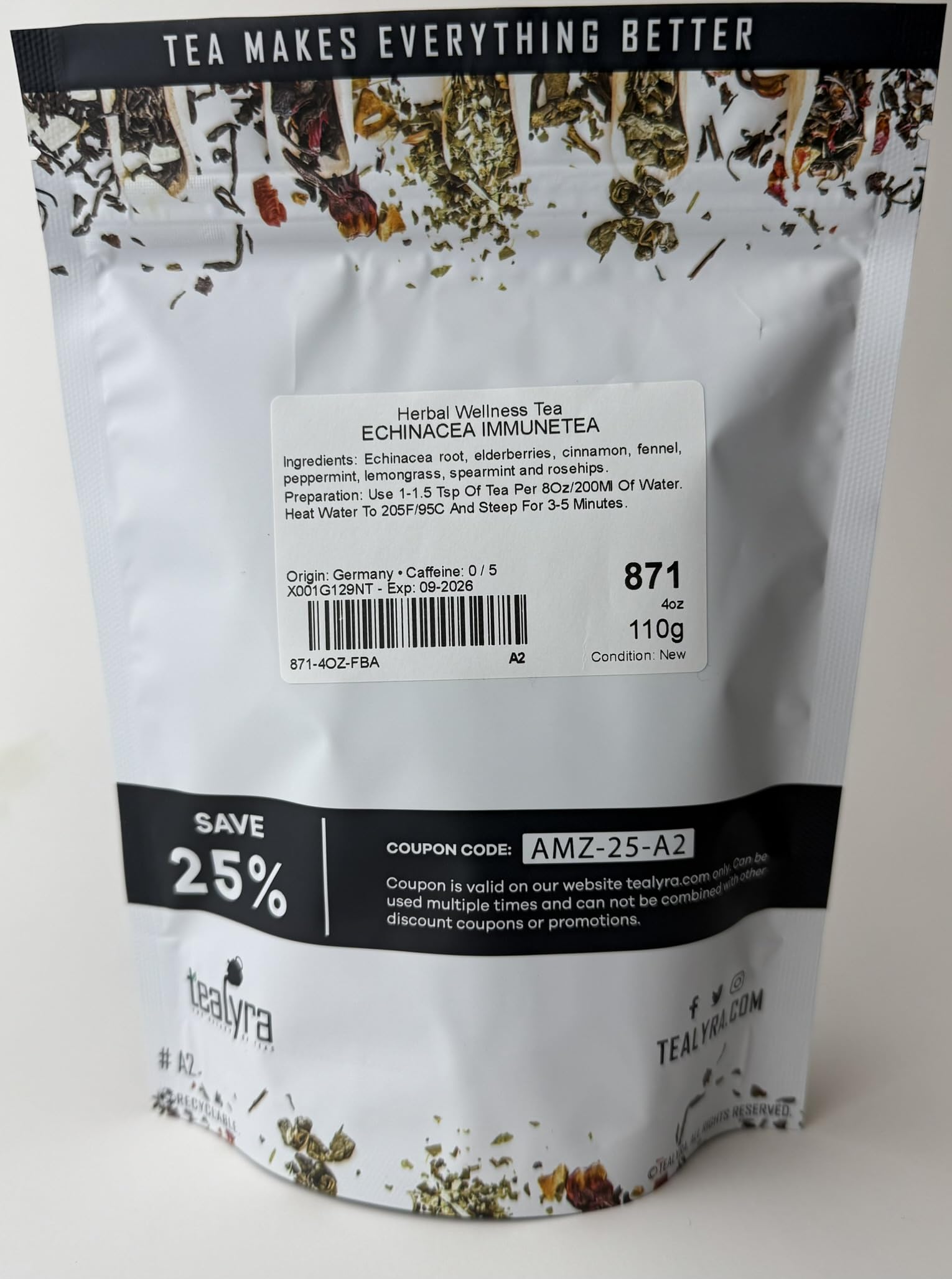 Herbal echinacea tea for cold relief