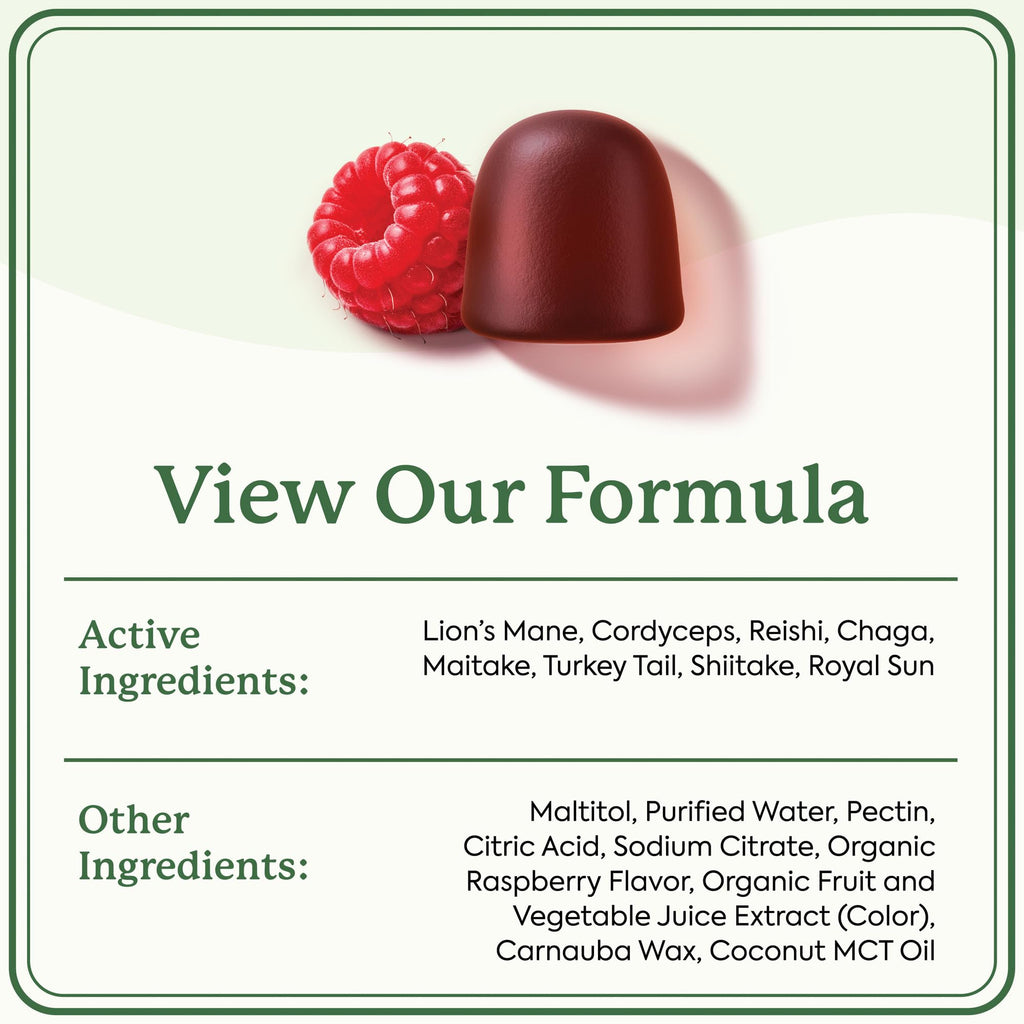 herbal energy boost with raspberry mushrooms