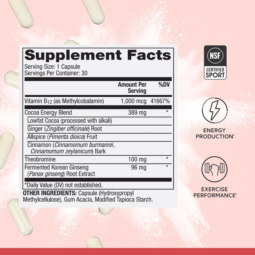 herbal energy supplement with cocoa extract