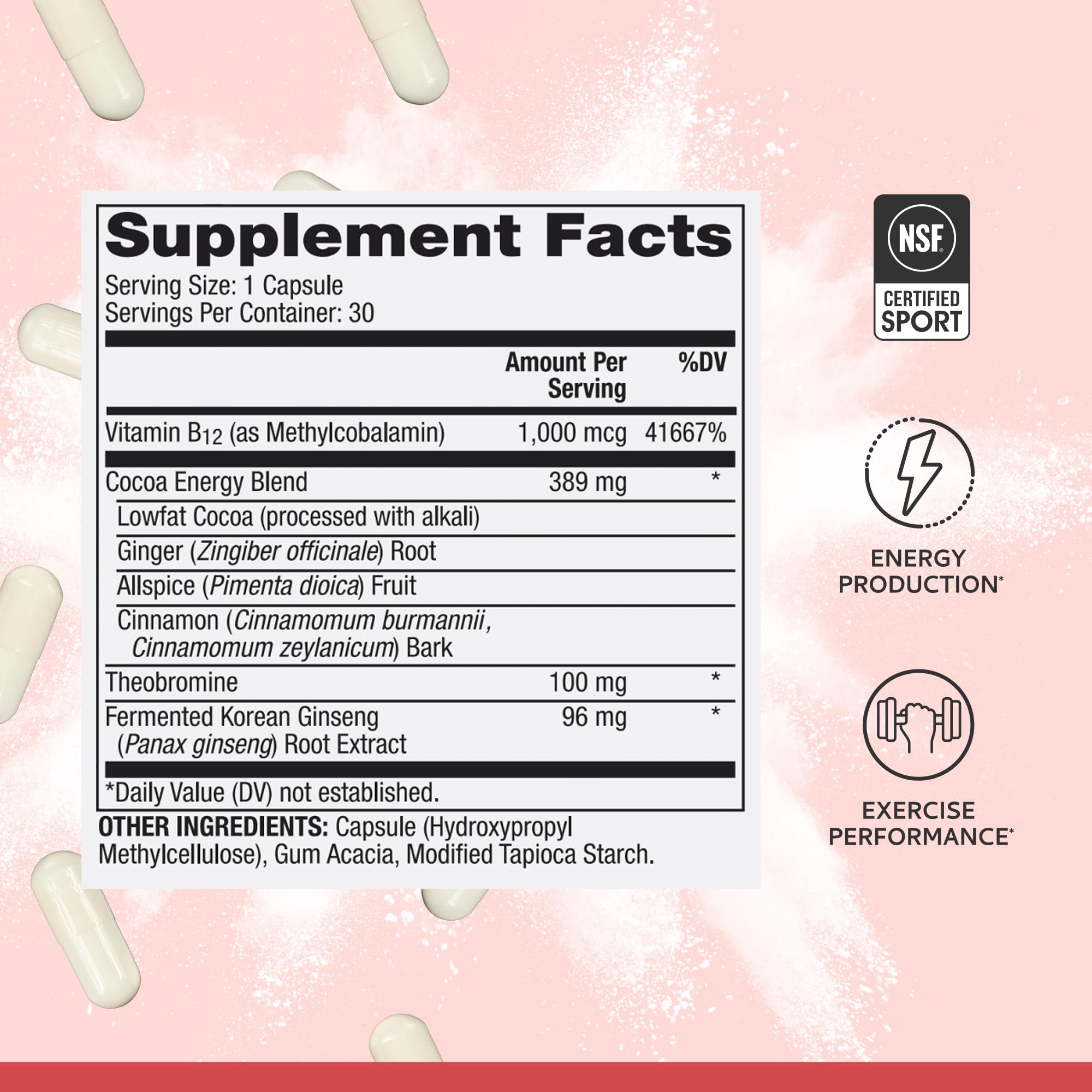 herbal energy supplement with cocoa extract