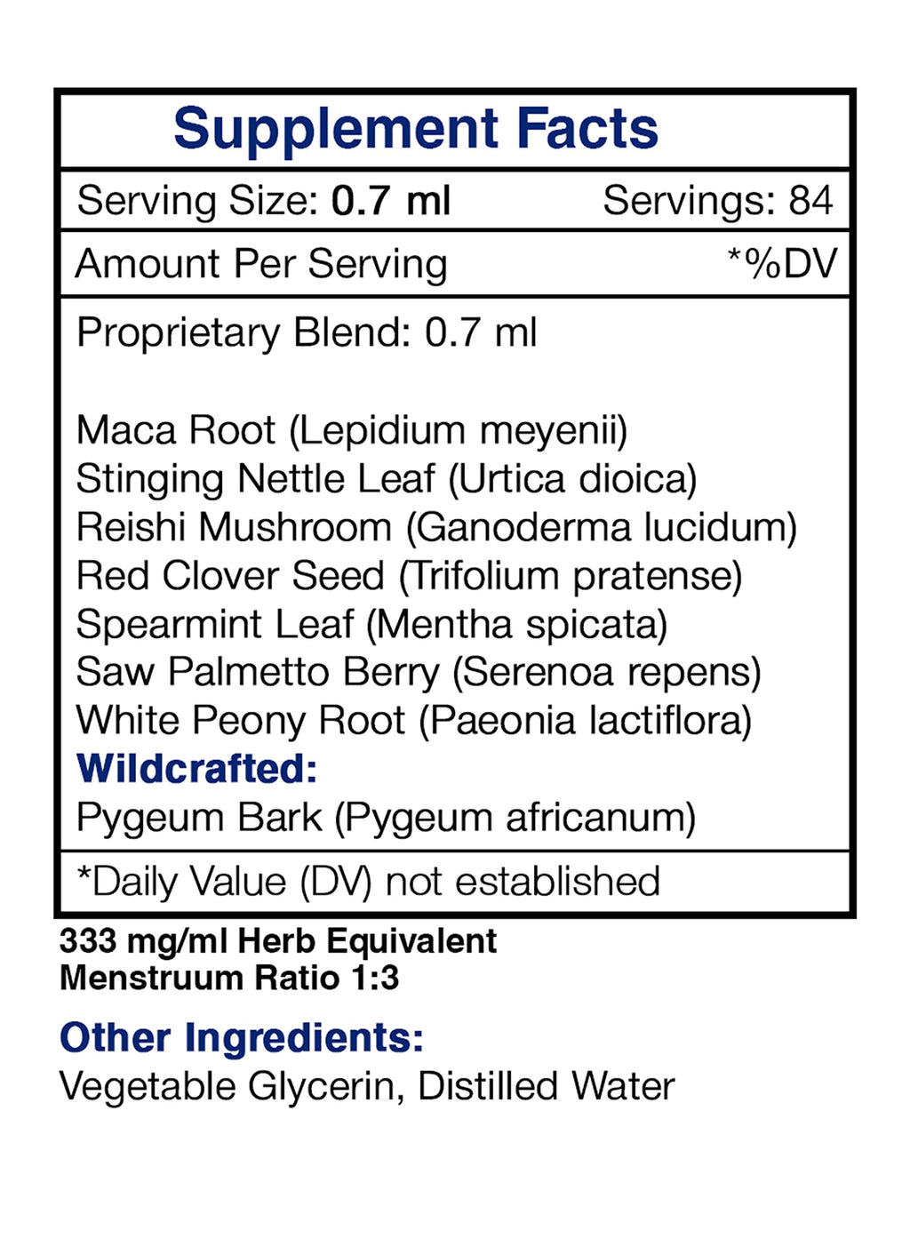 herbal formula with maca and saw palmetto