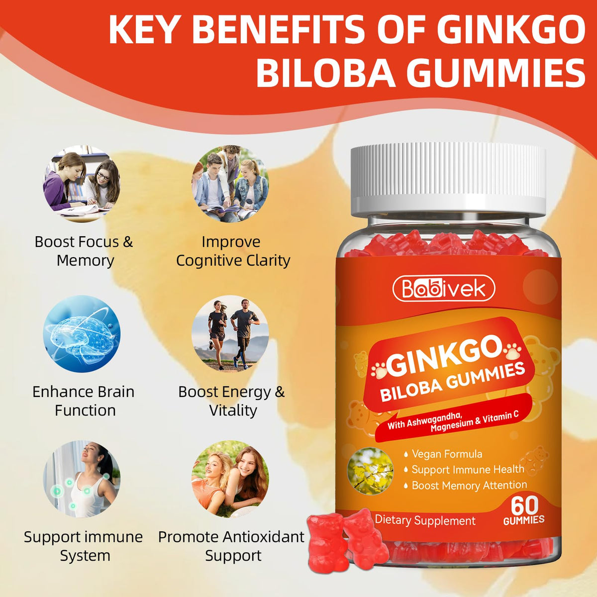 Herbal Ginkgo Biloba gummies for mental clarity