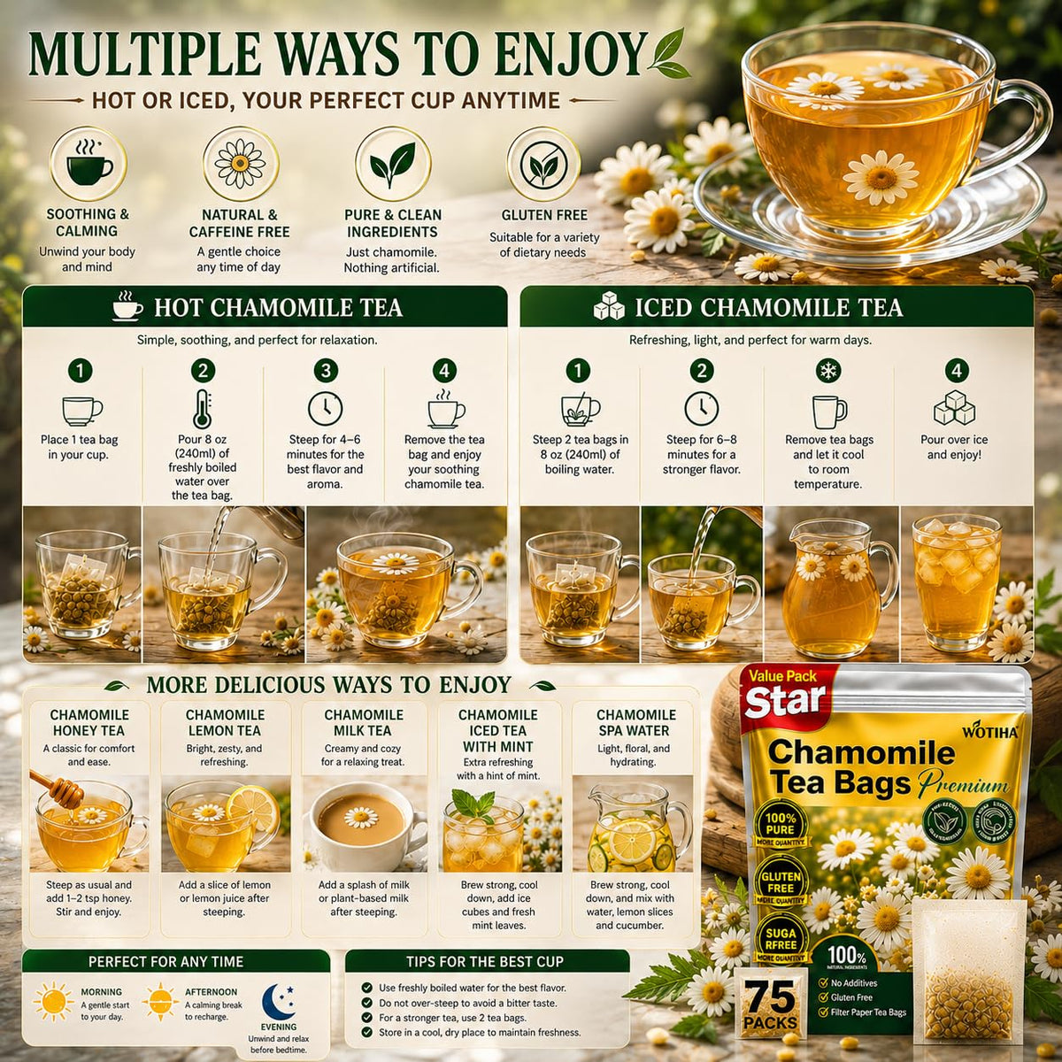 herbal infusion chamomile tea for stress relief