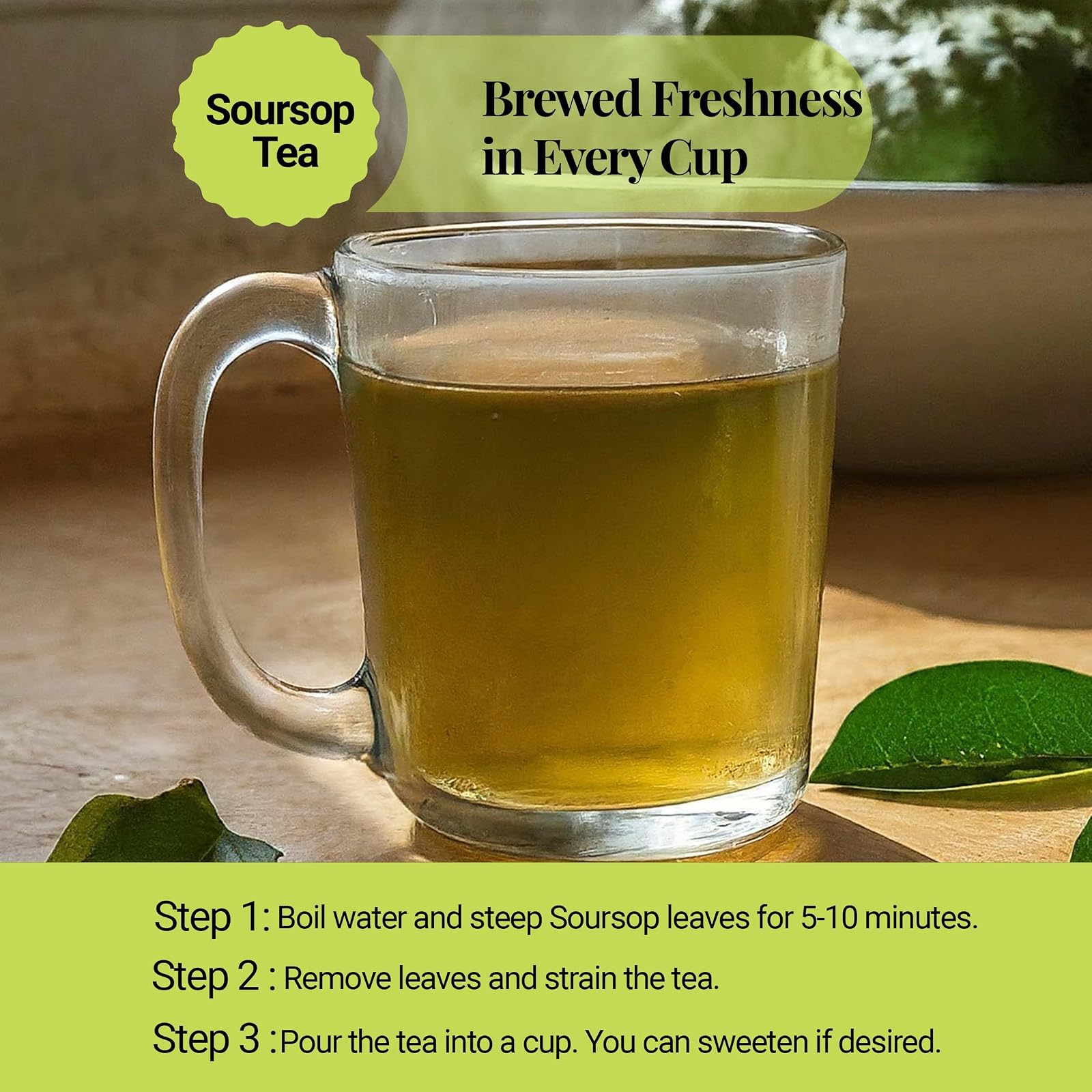 Herbal infusion with dried soursop