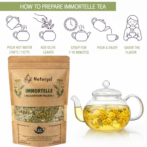 herbal infusion with immortelle flowers