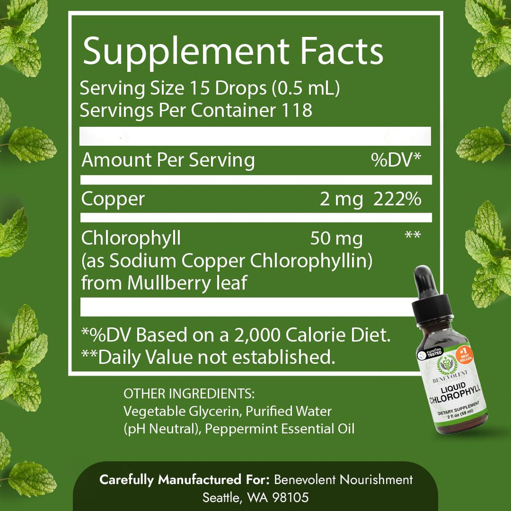 Herbal liquid chlorophyll for detox