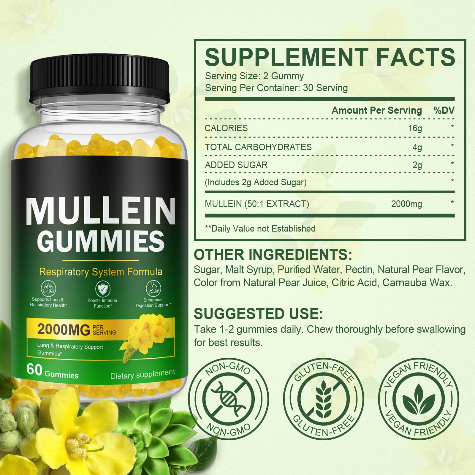 Herbal Mullein Gummies for immune boost