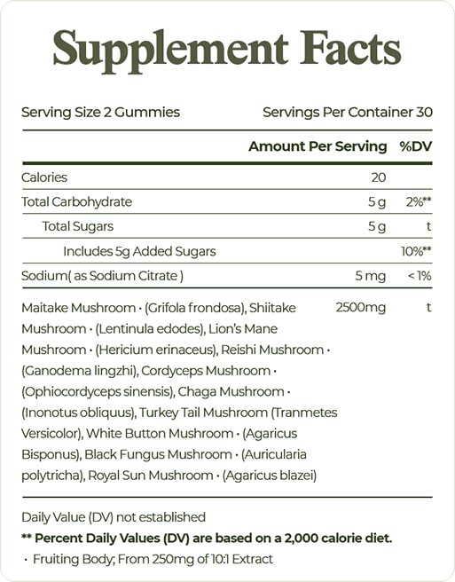 Herbal mushroom gummies for mental clarity