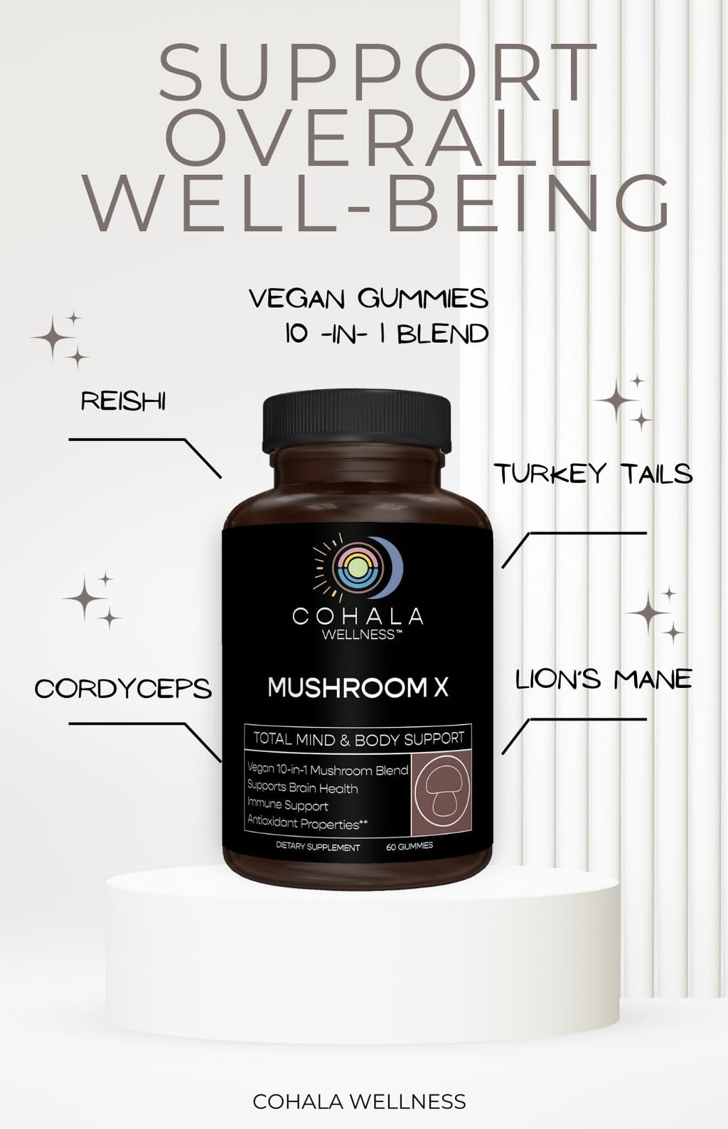 Herbal mushroom supplements for vitality
