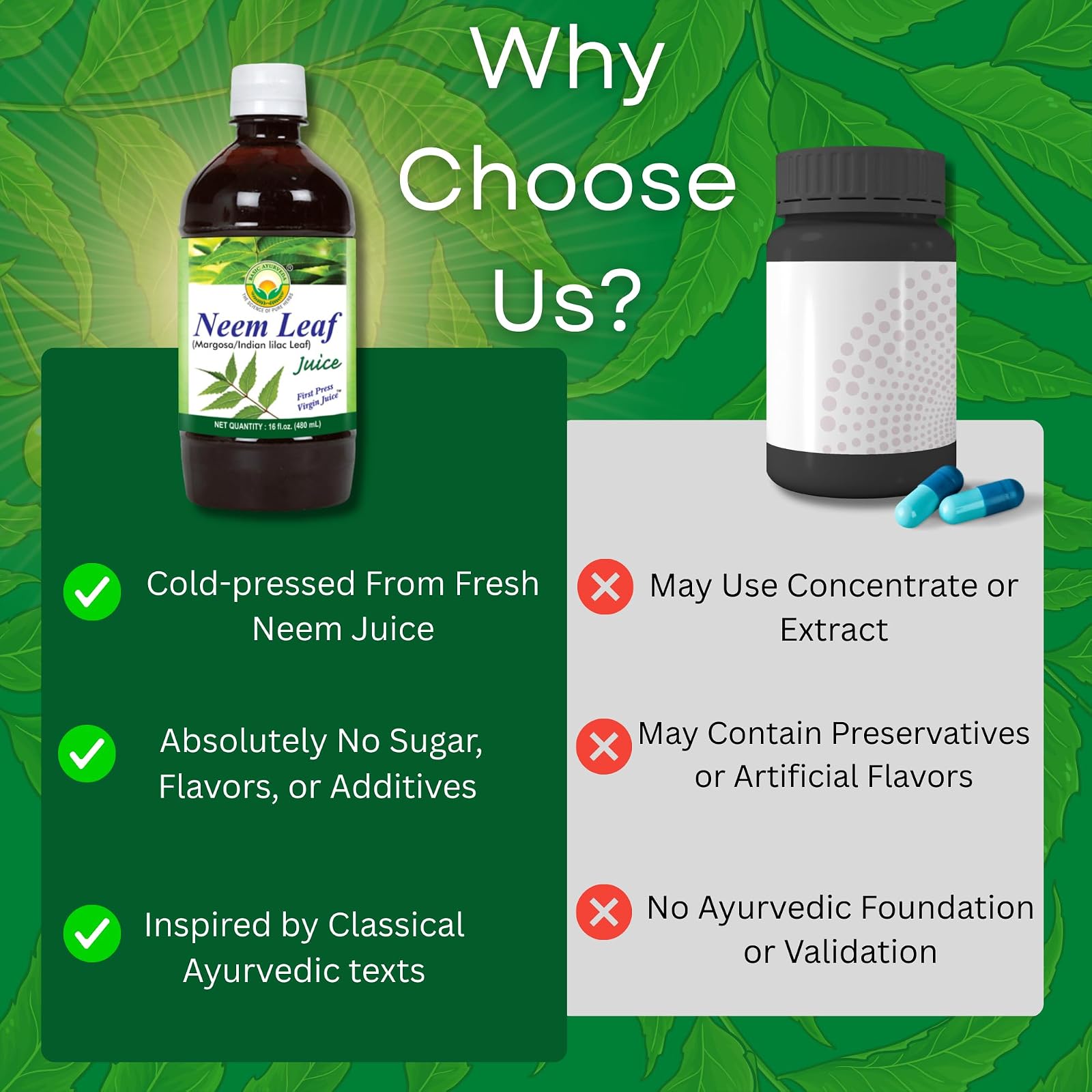 Herbal neem leaf juice for overall wellness