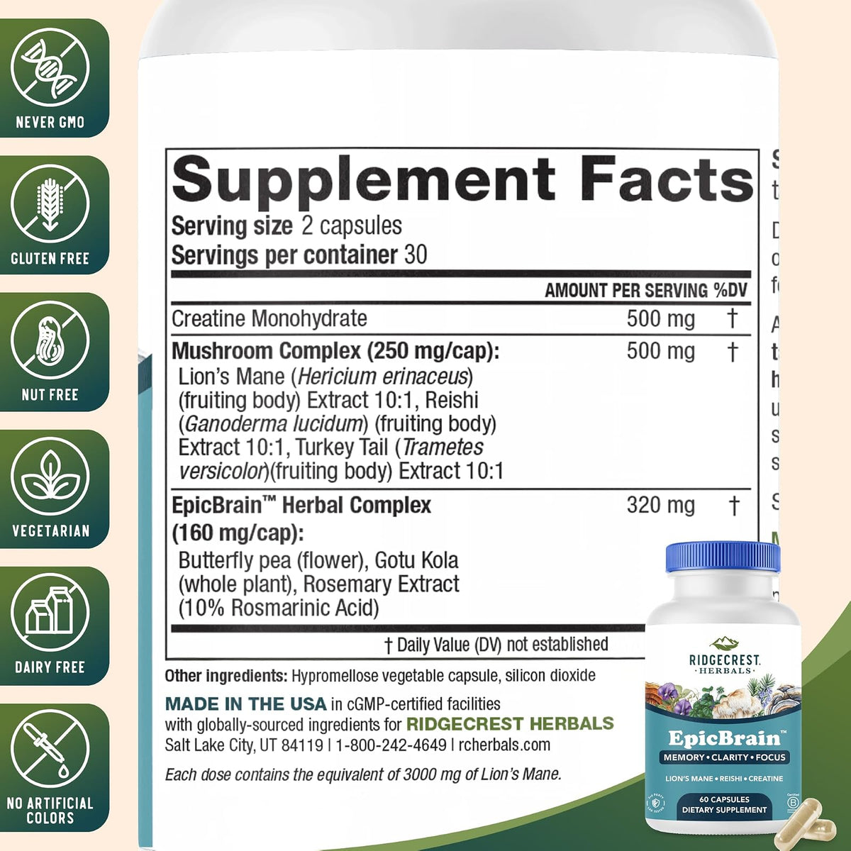Herbal nootropic for focus enhancement