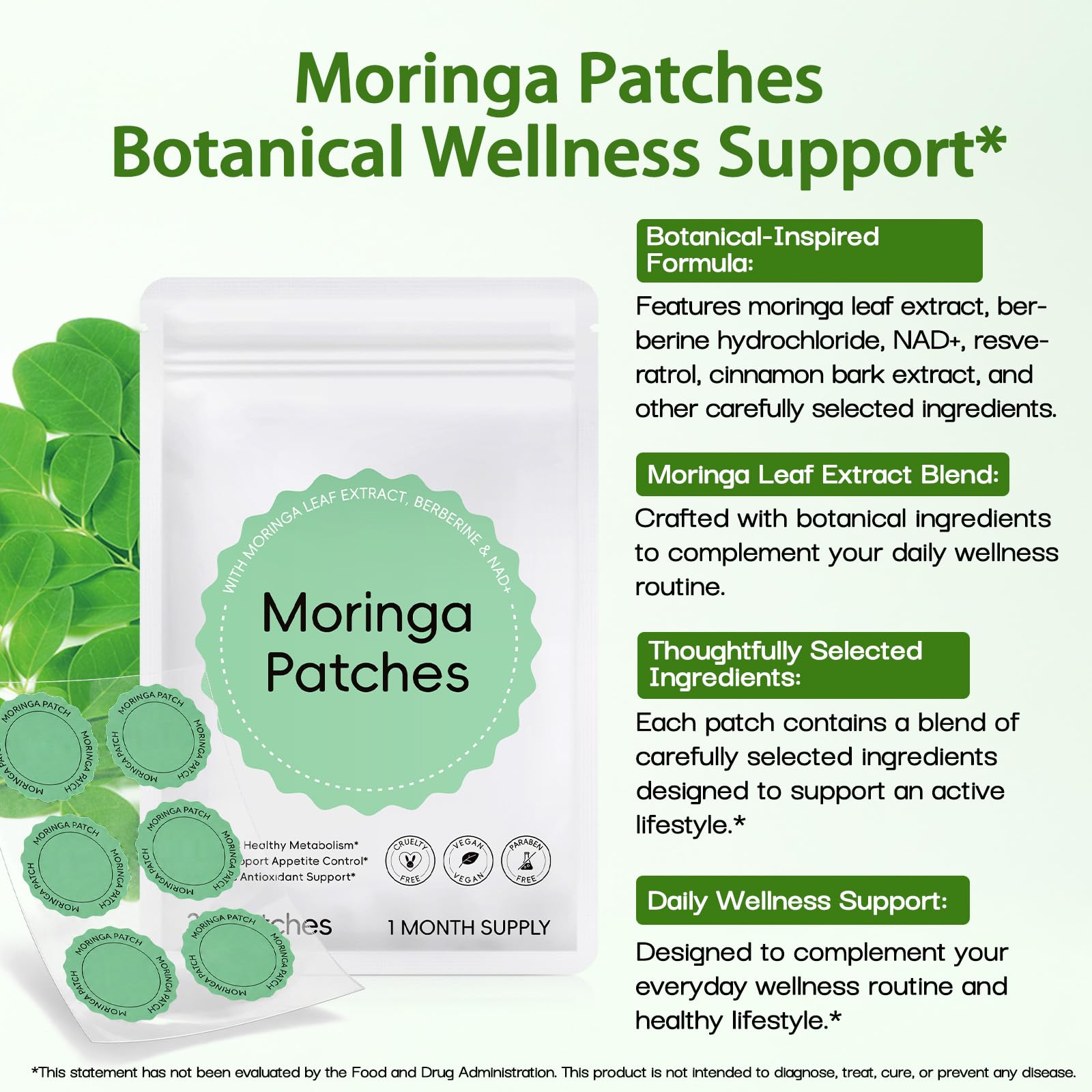 Herbal patches with Moringa extract