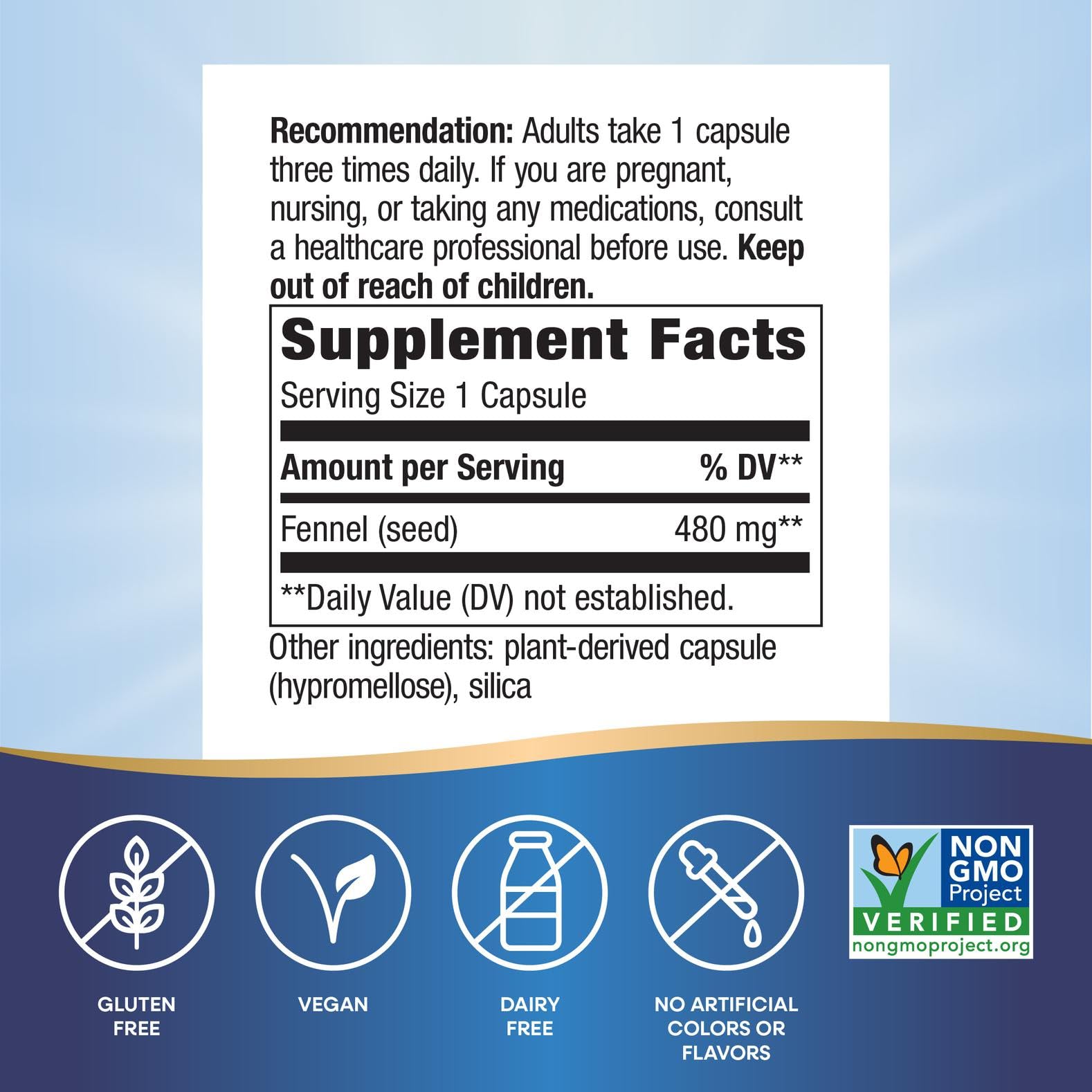 Herbal remedy fennel seed capsules