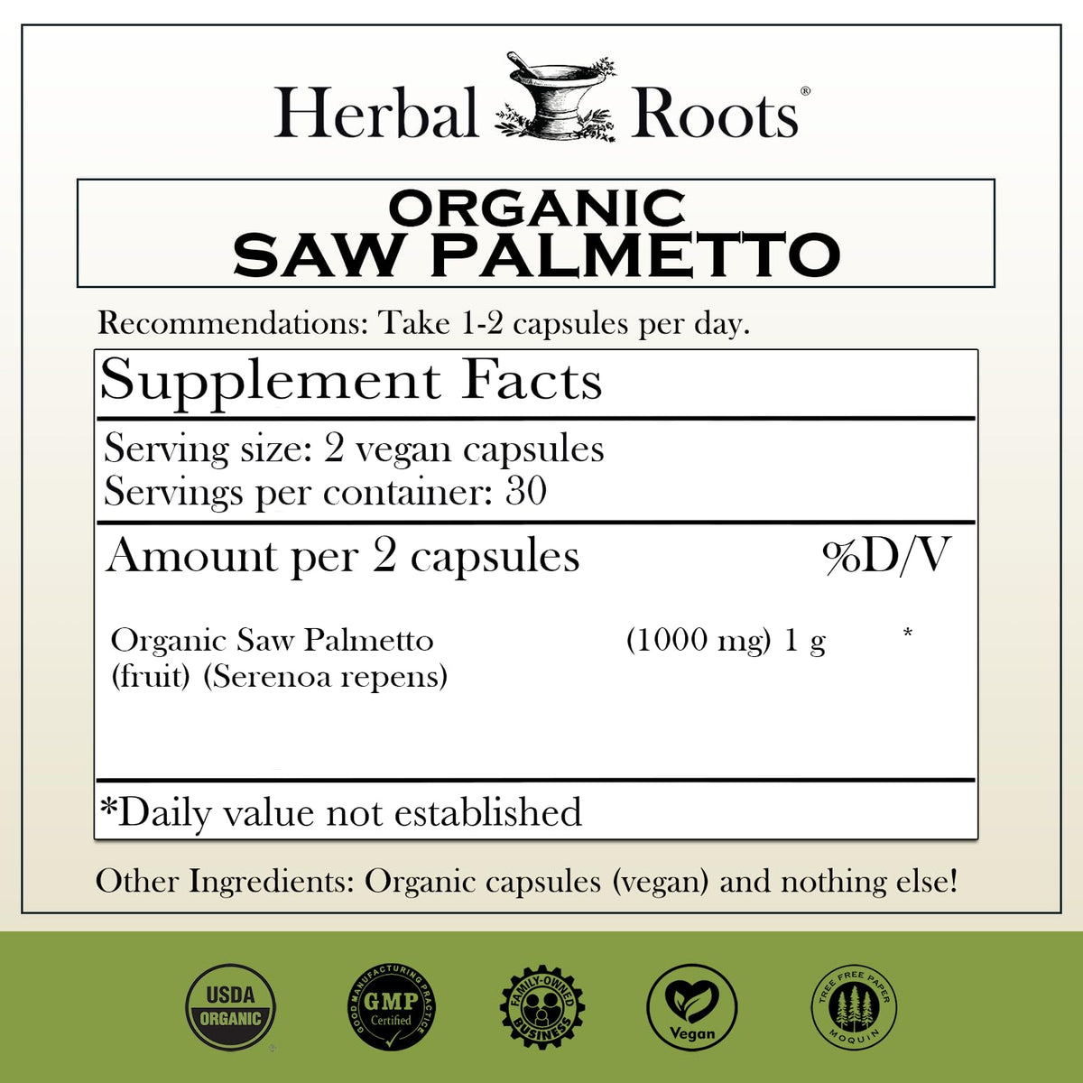 Herbal Roots saw palmetto supplement benefits