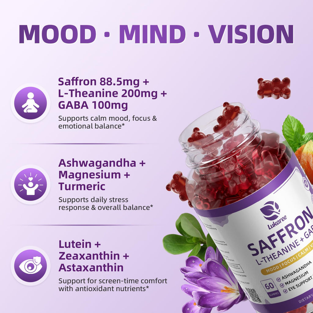 Herbal saffron gummies with L-Theanine