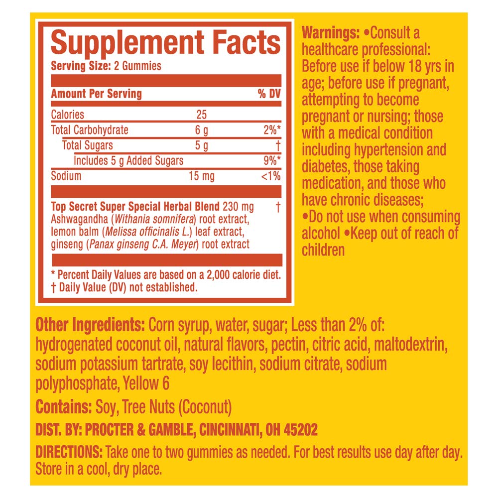 Herbal stress relief gummies for focus