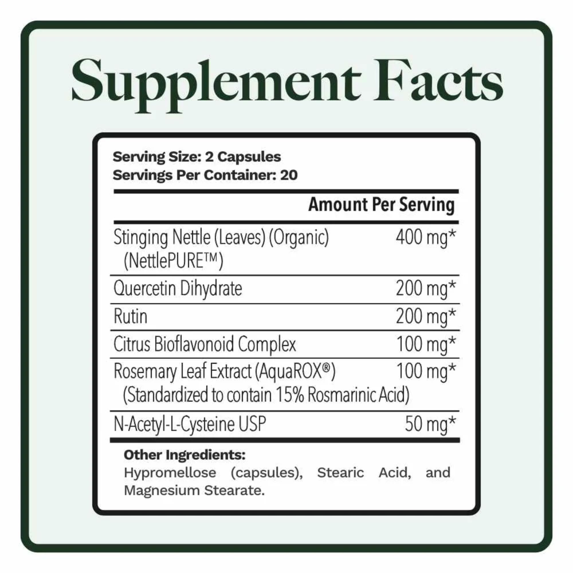 herbal supplement for respiratory health with nettle