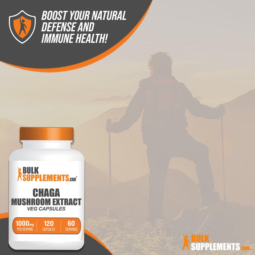 Herbal supplement with chaga mushrooms