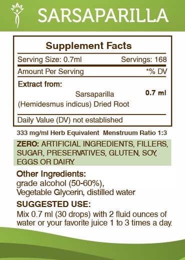 Herbal supplement with dried sarsaparilla