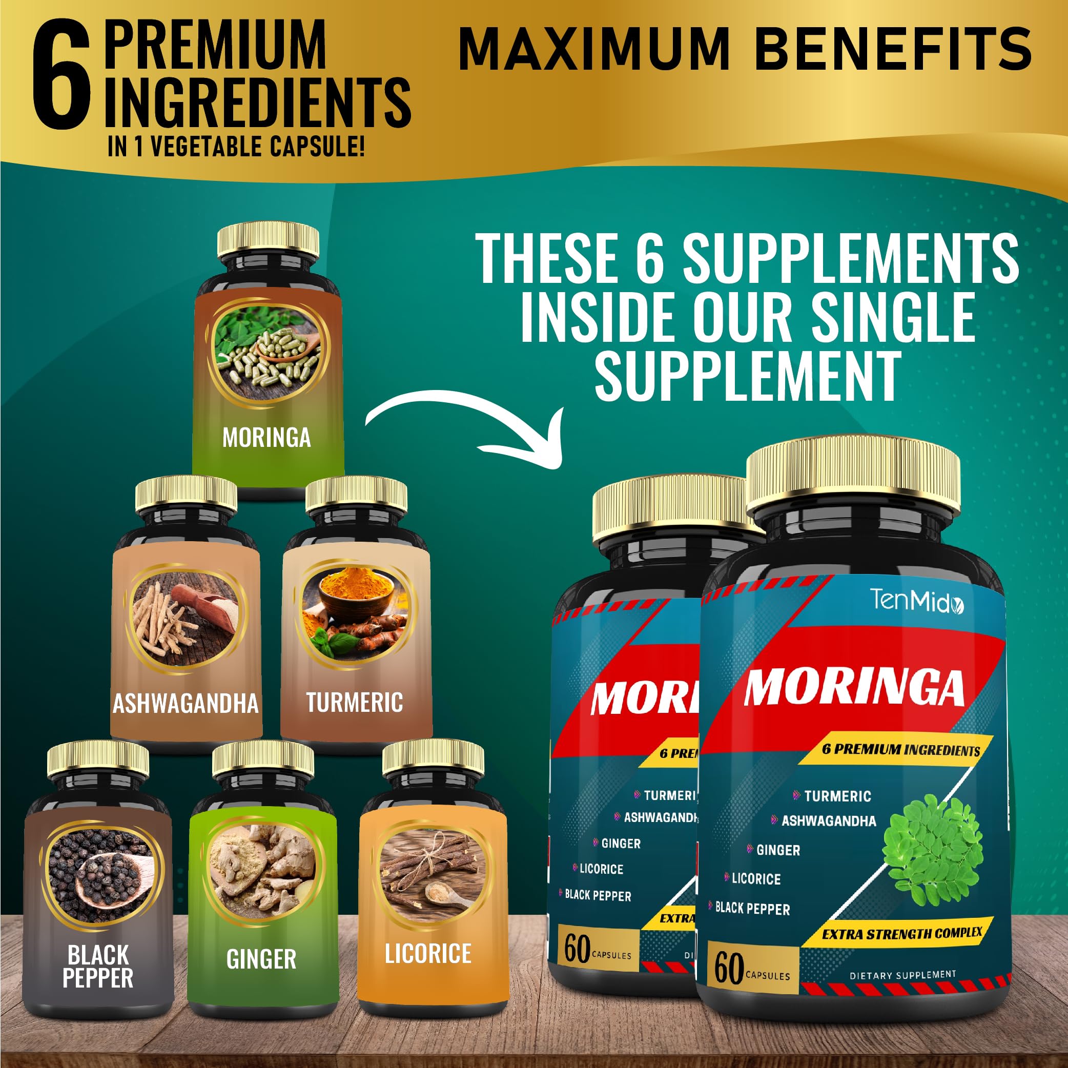 Herbal supplement with ginger and black pepper